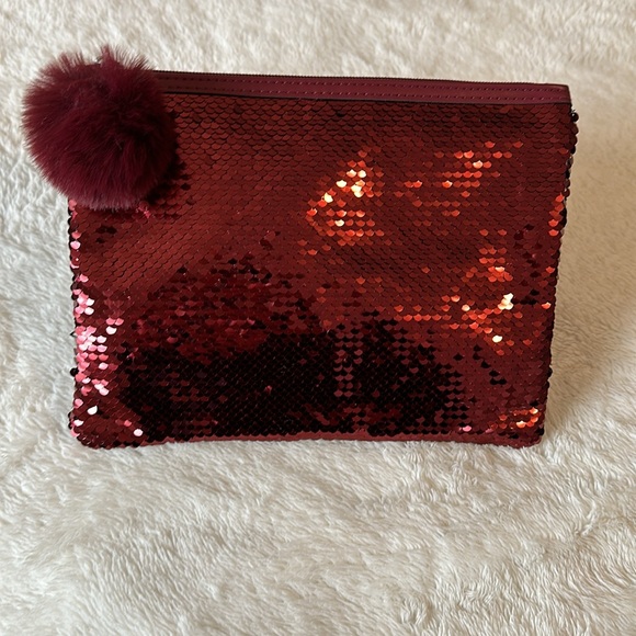 Ulta Beauty | Bags | Ulta Beauty Dark Red Sequin Clutch Cosmetics ...
